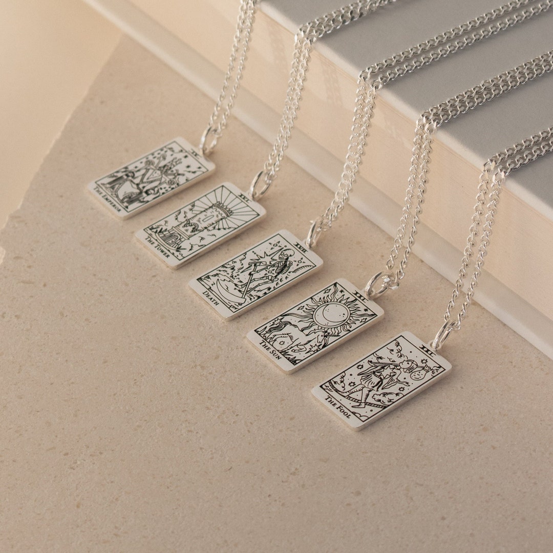 Tarot Card Pendant Necklace With Curb Chain by Caitlyn Minimalist ...