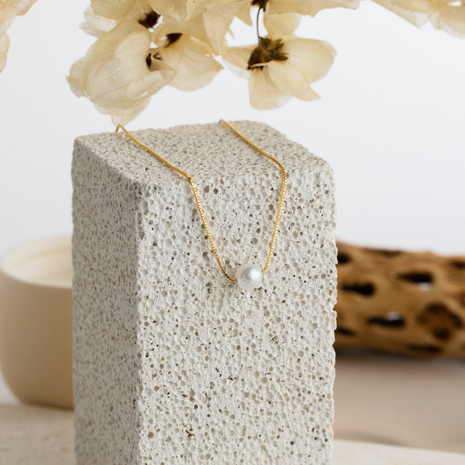 Pearl Pendant Solitaire Necklace by Caitlyn Minimalist • Delicate Box ...