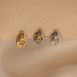 Mini Double Hoop Stud Earrings by Caitlyn Minimalist • Multi Knot Hoop ...