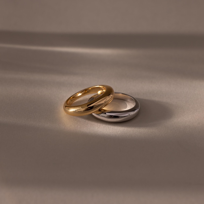 Mixed Metal Dome Ring Set by Caitlyn Minimalist • Duo Dome Stacking ...