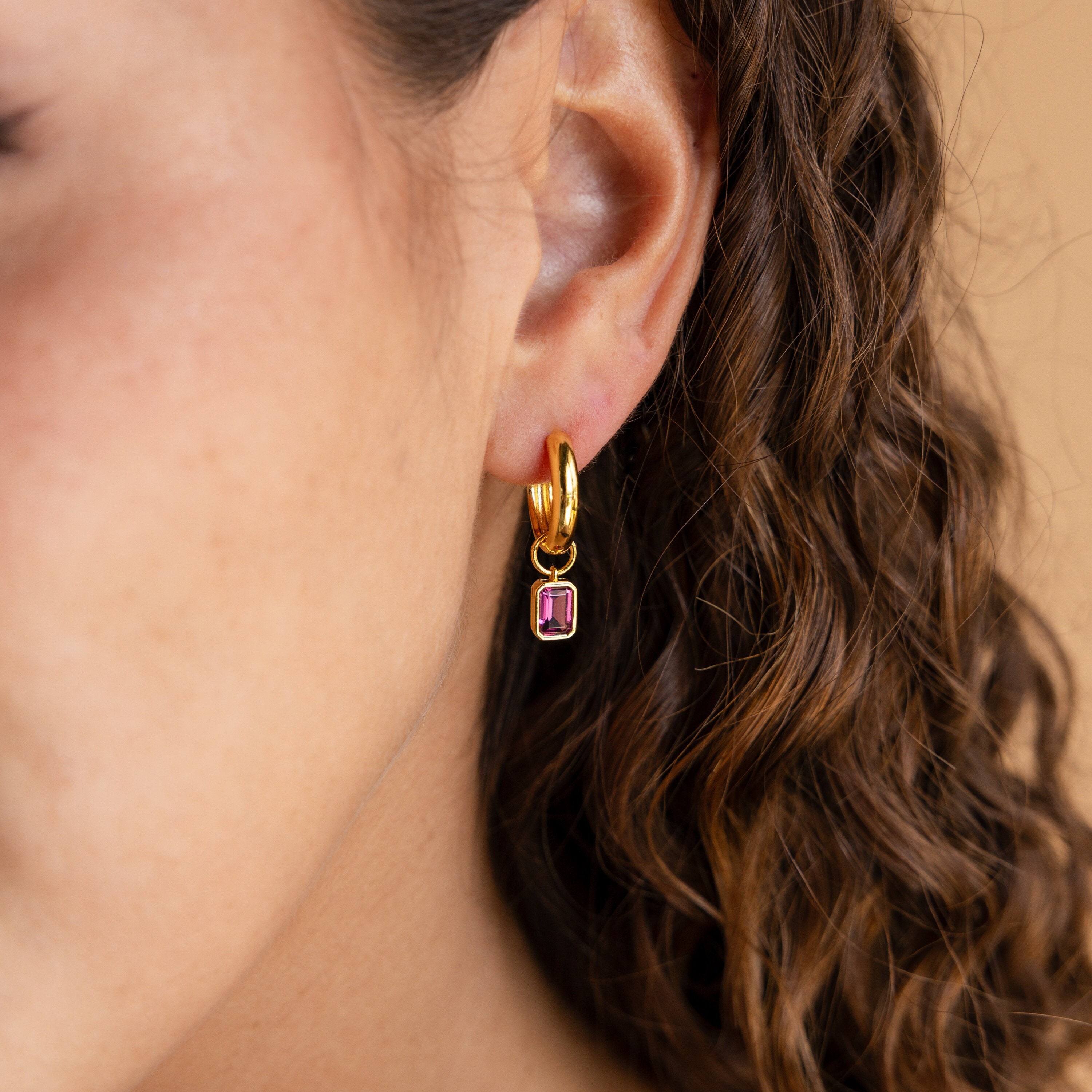 Dangling Birthstone Hoops by Caitlyn Minimalist • Dainty Gold Hoops ...