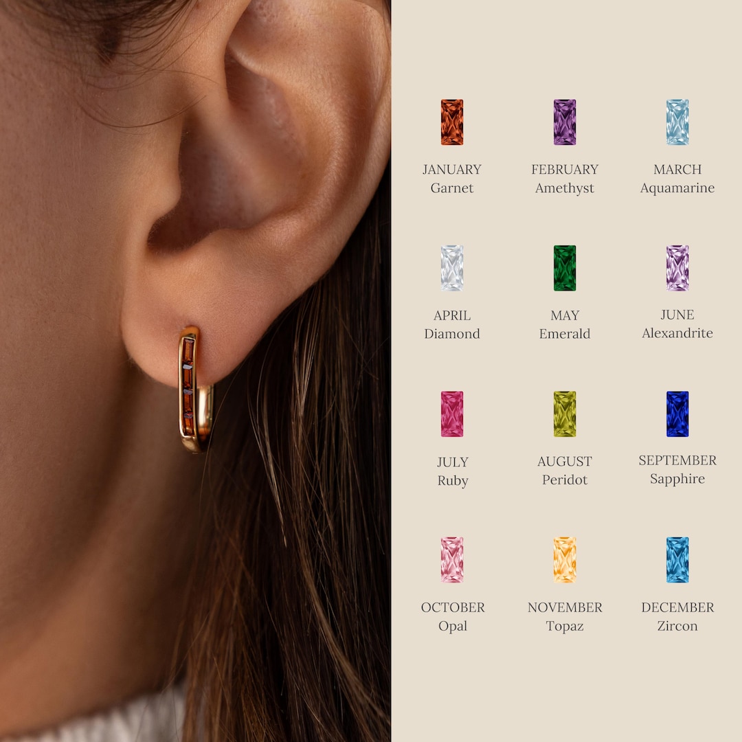 Rectangular Link Birthstone Earrings by Caitlyn Minimalist • Geometric ...