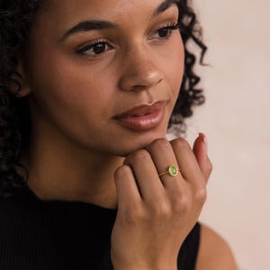 Jade Solitaire Ring by Caitlyn Minimalist • Dainty Green Oval Gemstone ...