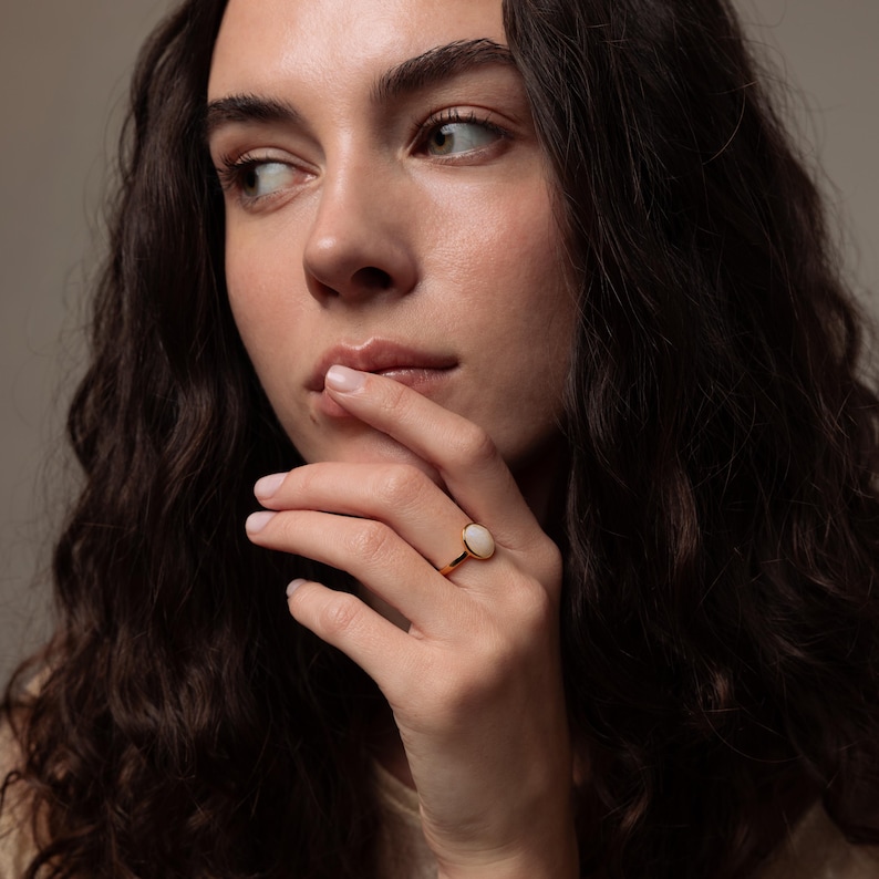 Moonstone Signet Ring by Caitlyn Minimalist • Solitaire Crystal Ring ...