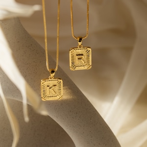 Initial Rectangle Pendant Necklace by Caitlyn Minimalist • Statement ...