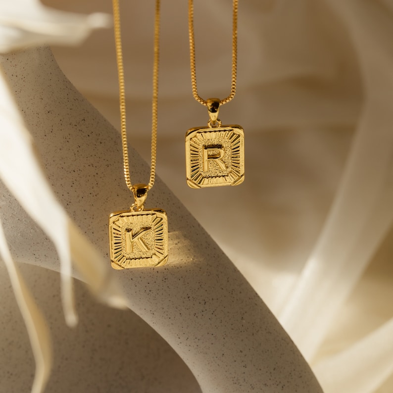 Initial Rectangle Pendant Necklace by Caitlyn Minimalist • Statement ...