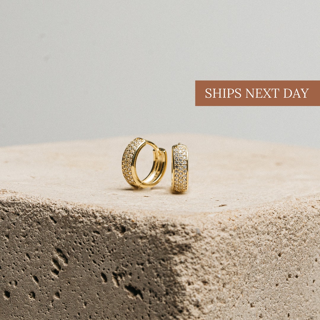 Pave Diamond Hoops • Mini Huggie Hoops by Caitlyn Minimalist • Mini ...