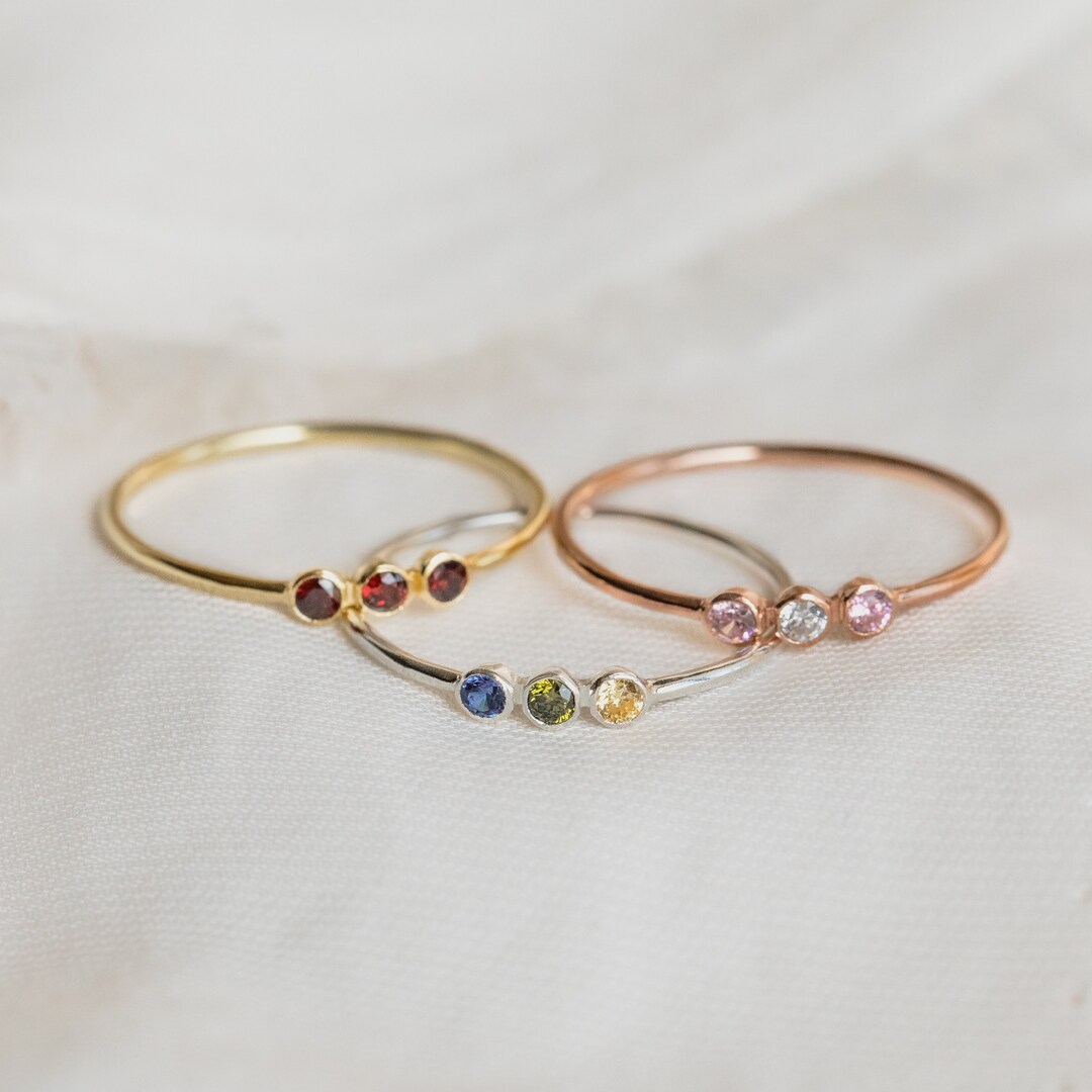Thin Birthstone Ring • Minimalist Stacking Ring, Perfect Ring for ...