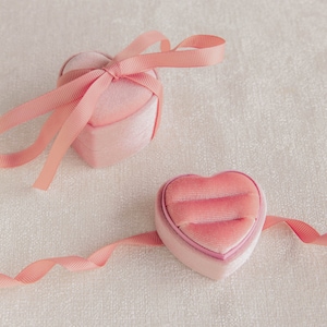 Pink Velvet Heart Ring Box by Caitlyn Minimalist • Ring Storage Case ...