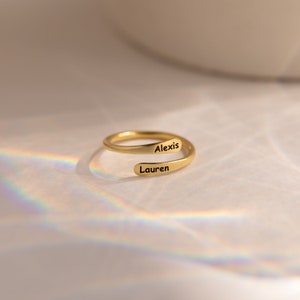 Rounded Edge Wrap Name Ring by Caitlyn Minimalist • Custom Engraved ...