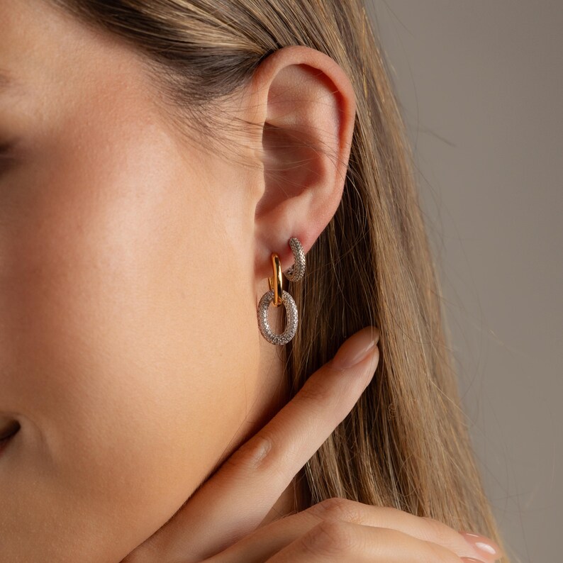 Dual Radiance Hoop Earrings by Caitlyn Minimalist • Two Tone Pave ...