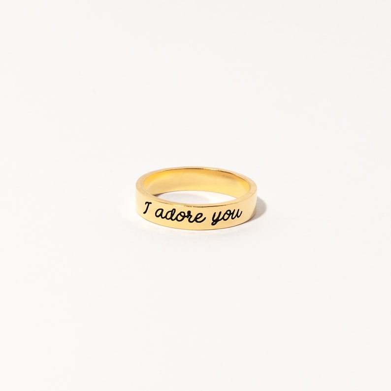 Custom Message Ring in Gold Silver Rose Personalized - Etsy