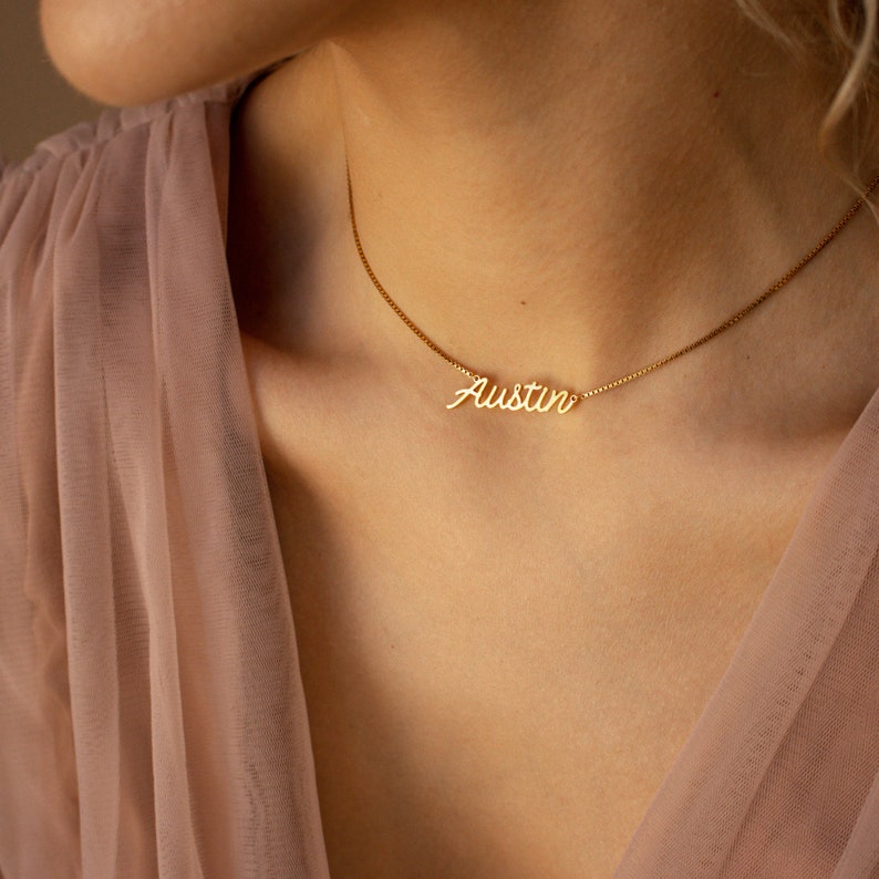 Custom Name Necklace by Caitlyn Minimalist Gold Nameplate - Etsy