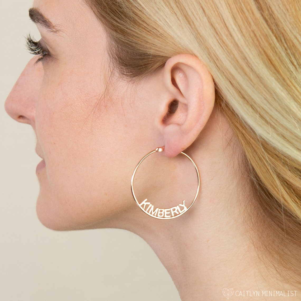 Custom Name Hoops Large Hoop Earrings in Sterling Silver - Etsy