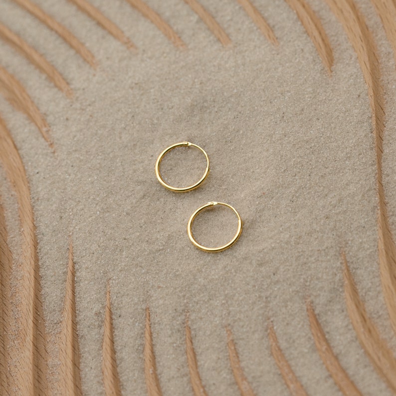 Small Thin Hoops in Gold by Caitlyn Minimalist Endless Hoop - Etsy