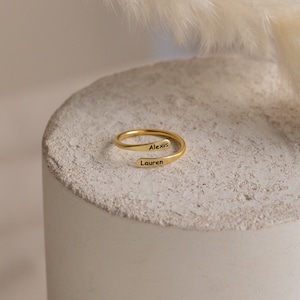 Rounded Edge Wrap Name Ring by Caitlyn Minimalist • Custom Engraved ...