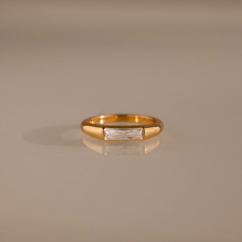 Diamond Baguette Signet Ring by Caitlyn Minimalist • Crystal Engagement ...