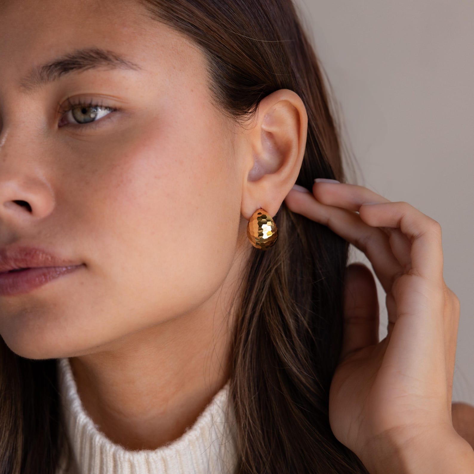 Disco Stud Earrings by Caitlynminimalist • Chunky Hammered Hoop ...