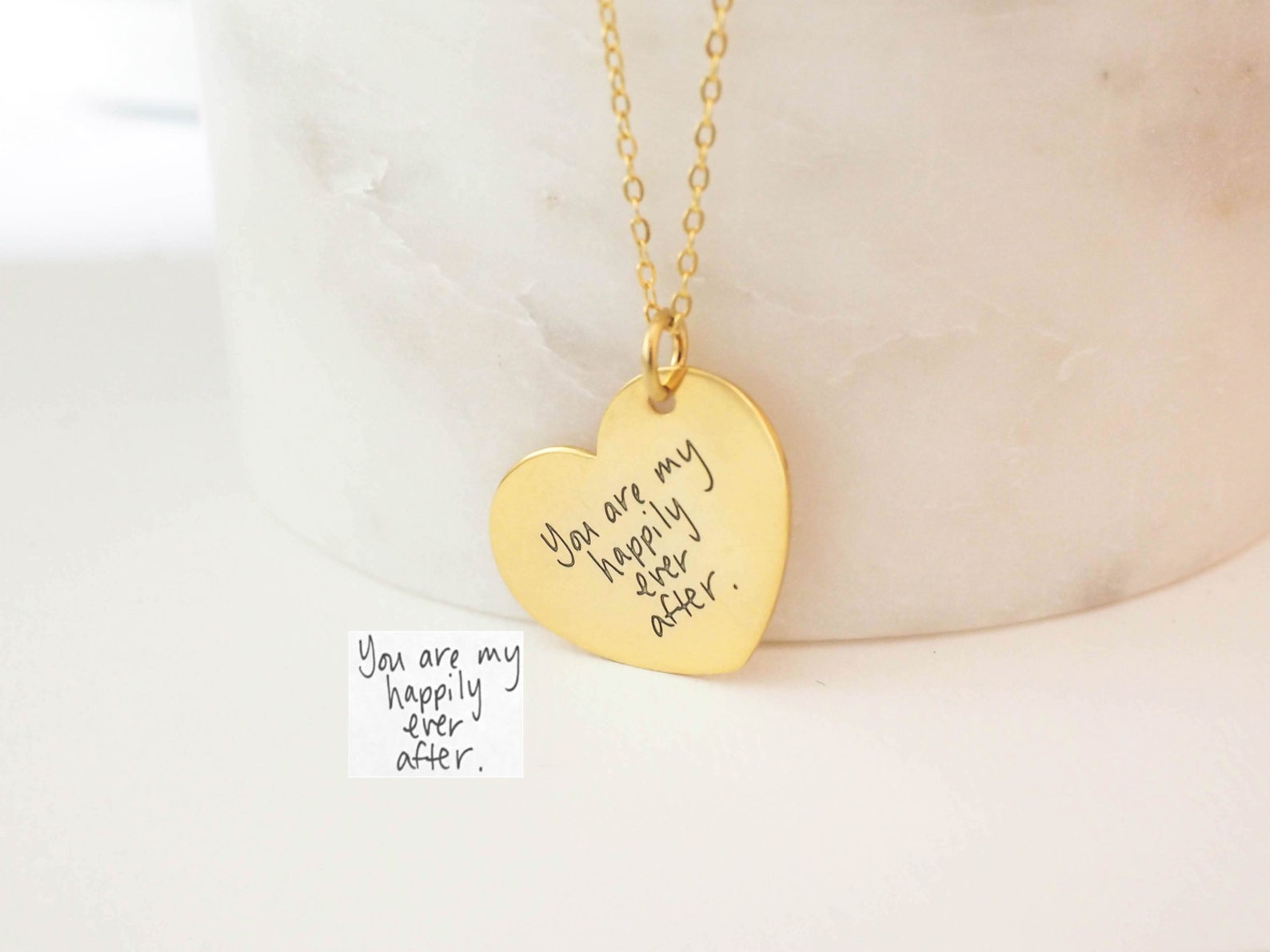 Handwriting Necklace Handwriting Heart Necklace Signature - Etsy