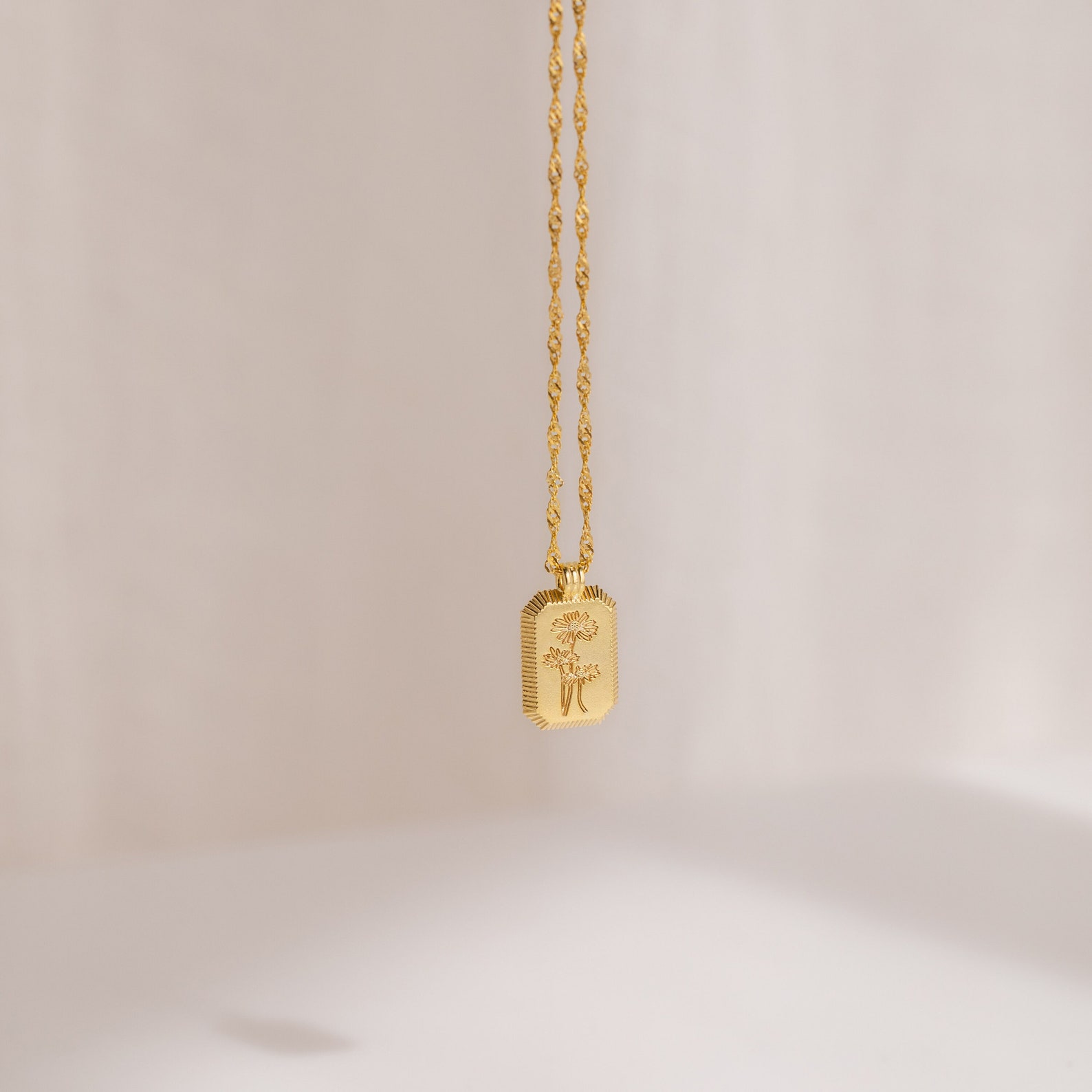 Engraved Birth Flower Necklace by Caitlyn Minimalist • Floral Necklace ...