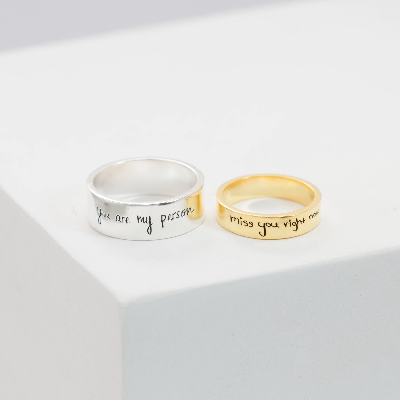 Memorial Handwriting Ring Actual Handwriting Band Ring - Etsy