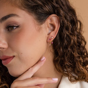 Mismatched Pink Drop Earrings by Caitlyn Minimalist • Ruby Pink Crystal ...