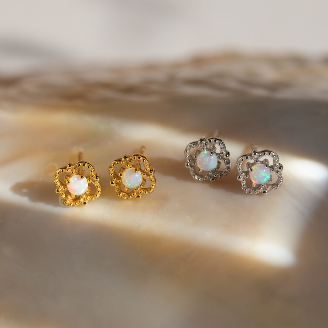 Opal Stud Earrings by Caitlyn Minimalist • Elegant Gemstone Earrings ...