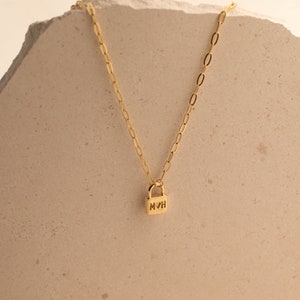 Custom Initial Padlock Necklace by Caitlyn Minimalist • Initial Jewelry With Paperclip Chain ...