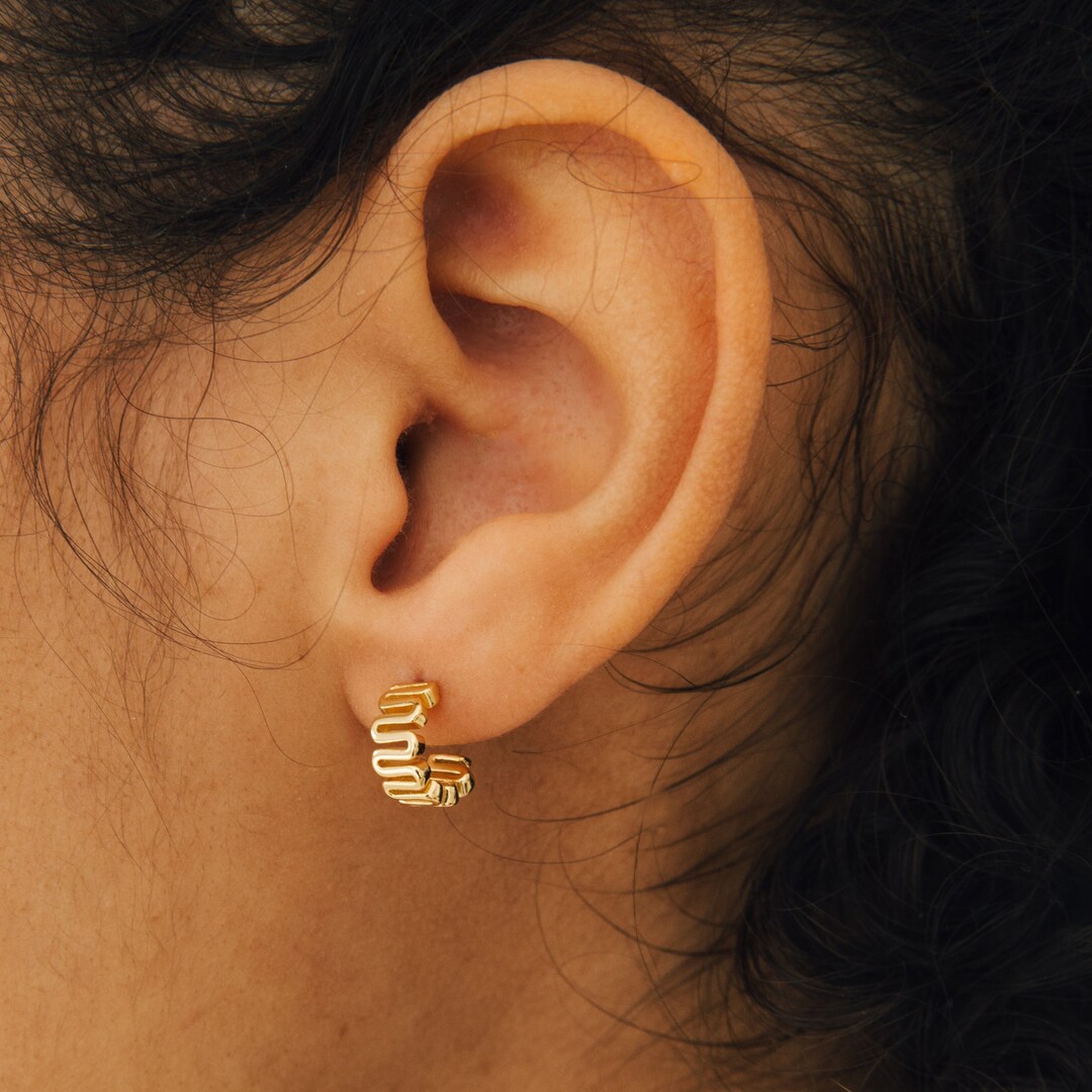 Maze Half Hoop Earrings by Caitlyn Minimalist • Everyday Silver & Gold ...
