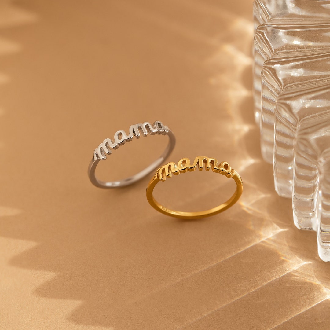 Dainty Mama Ring by Caitlyn Minimalist • New Mom Gift in Gold, Sterling ...