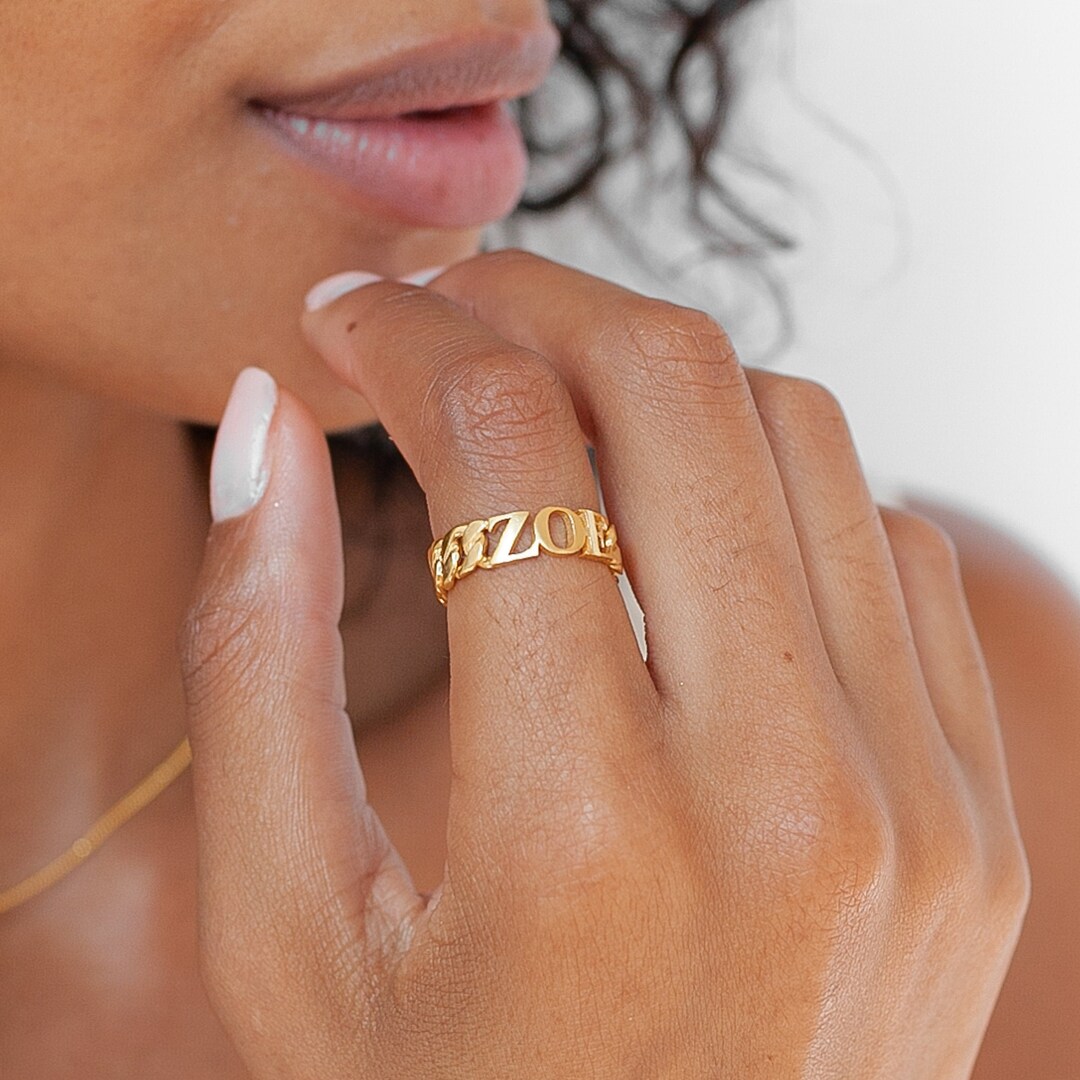 Curb Chain Name Ring by Caitlynminimalist • Curb Link Name Ring ...