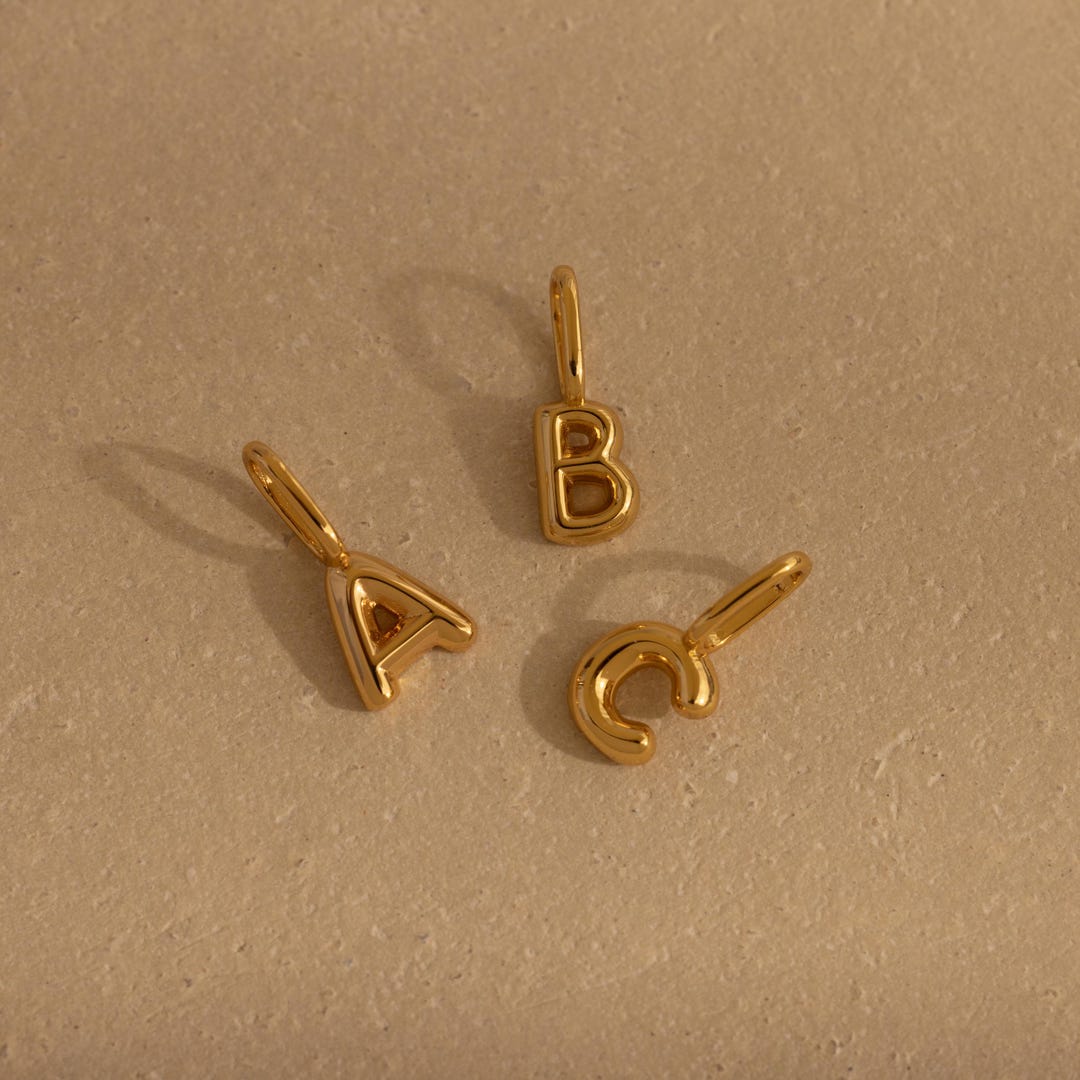 Bubble Letter Charm by Caitlyn Minimalist • Dainty 3D Initial Pendant ...