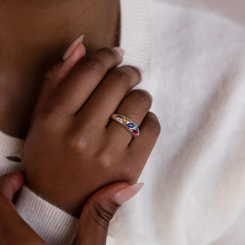 Custom Mixed Birthstone Ring by Caitlyn Minimalist • Statement Silver ...