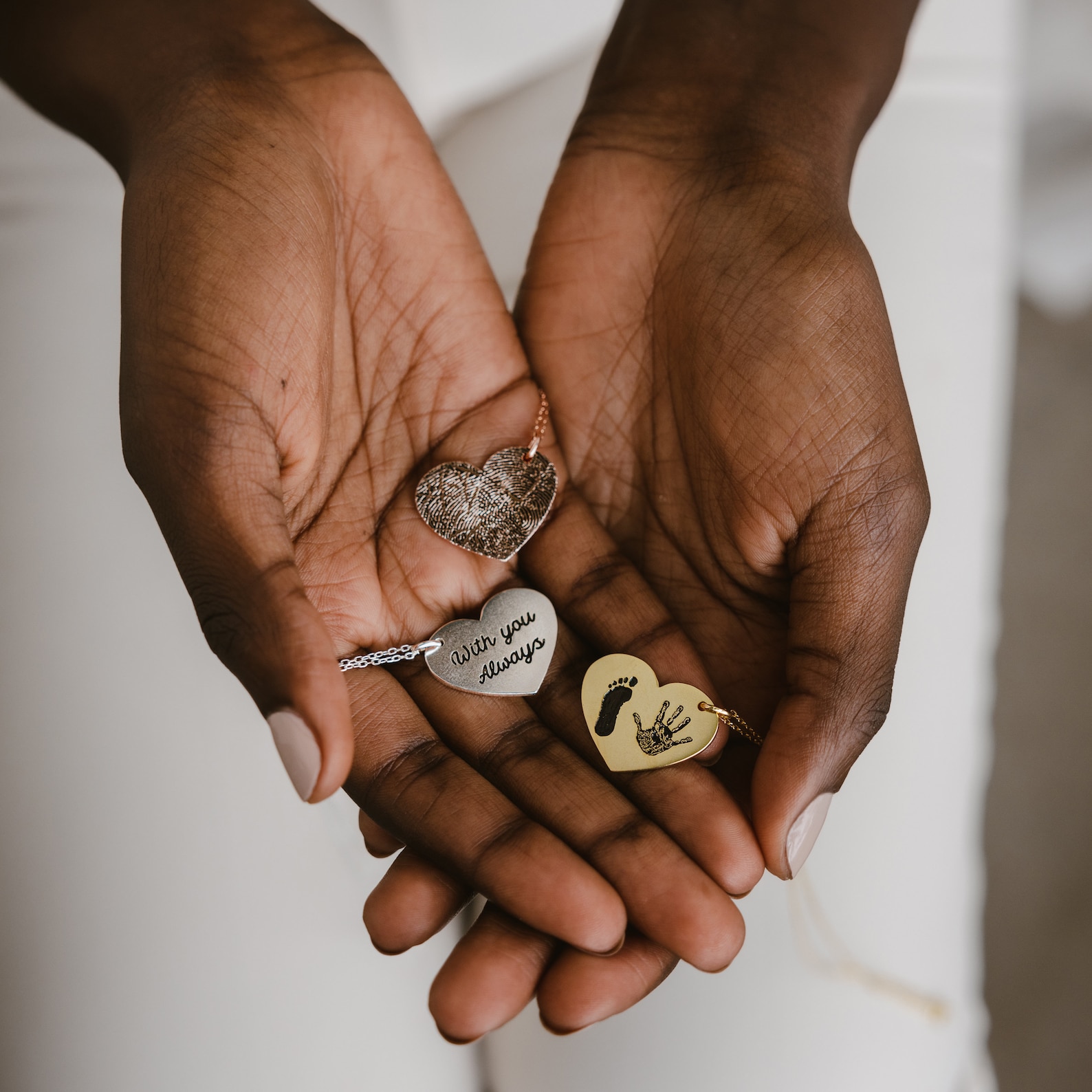 Actual Fingerprint Necklace Engraved Fingerprint Handwriting Jewelry ...