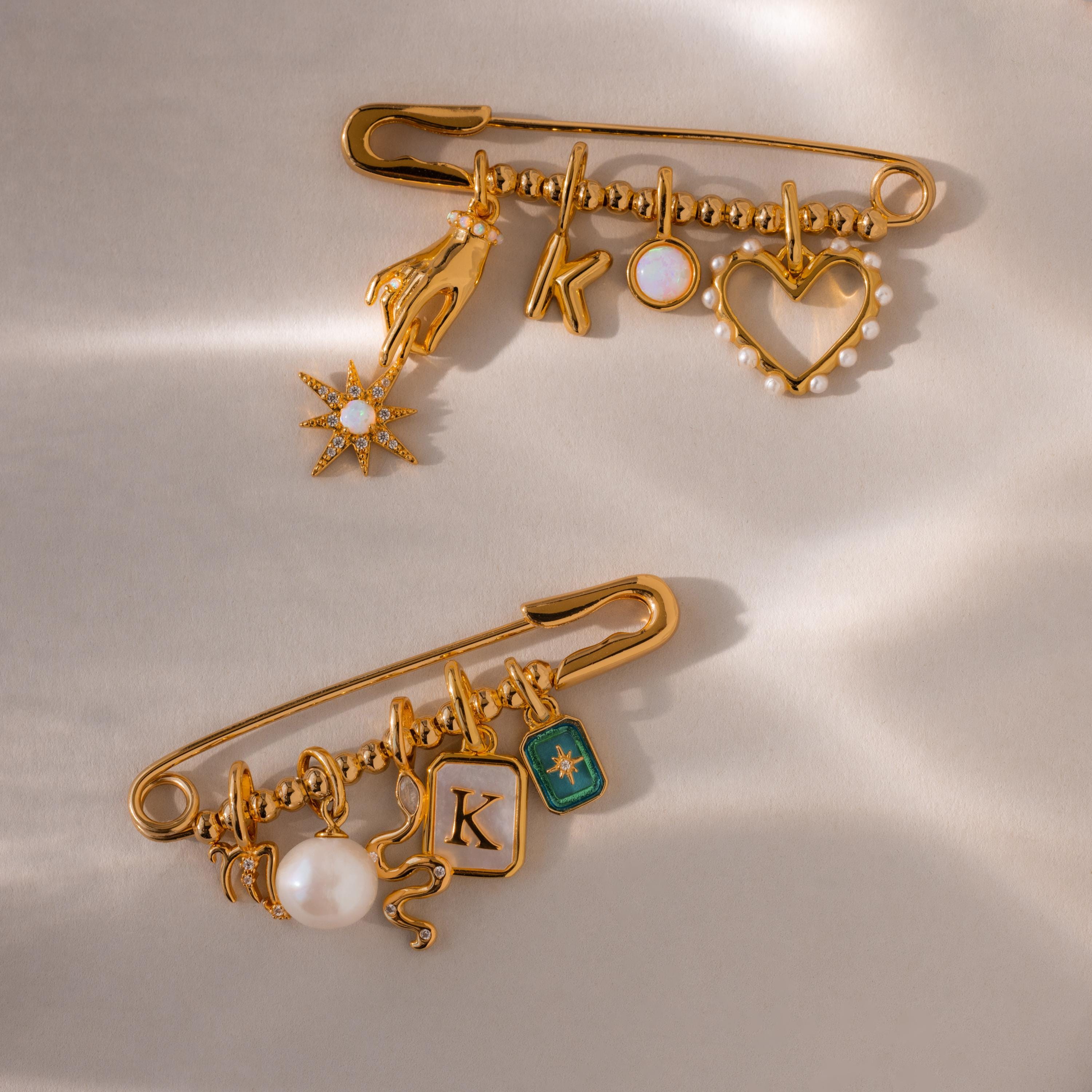 Beaded Safety Pin Charm by Caitlyn Minimalist • Vintage-style Charm ...