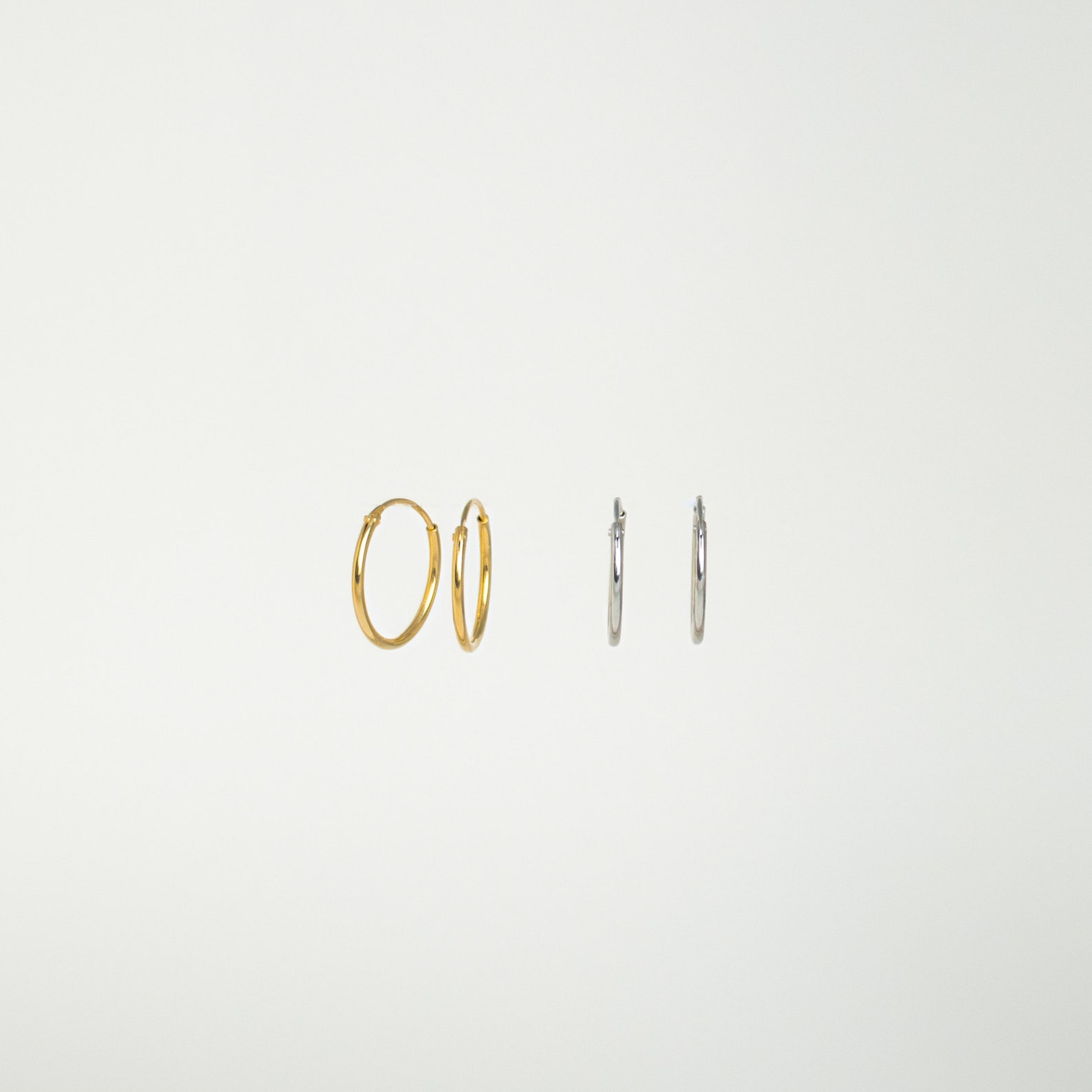 Small Thin Hoops in Gold by Caitlyn Minimalist Endless Hoop - Etsy