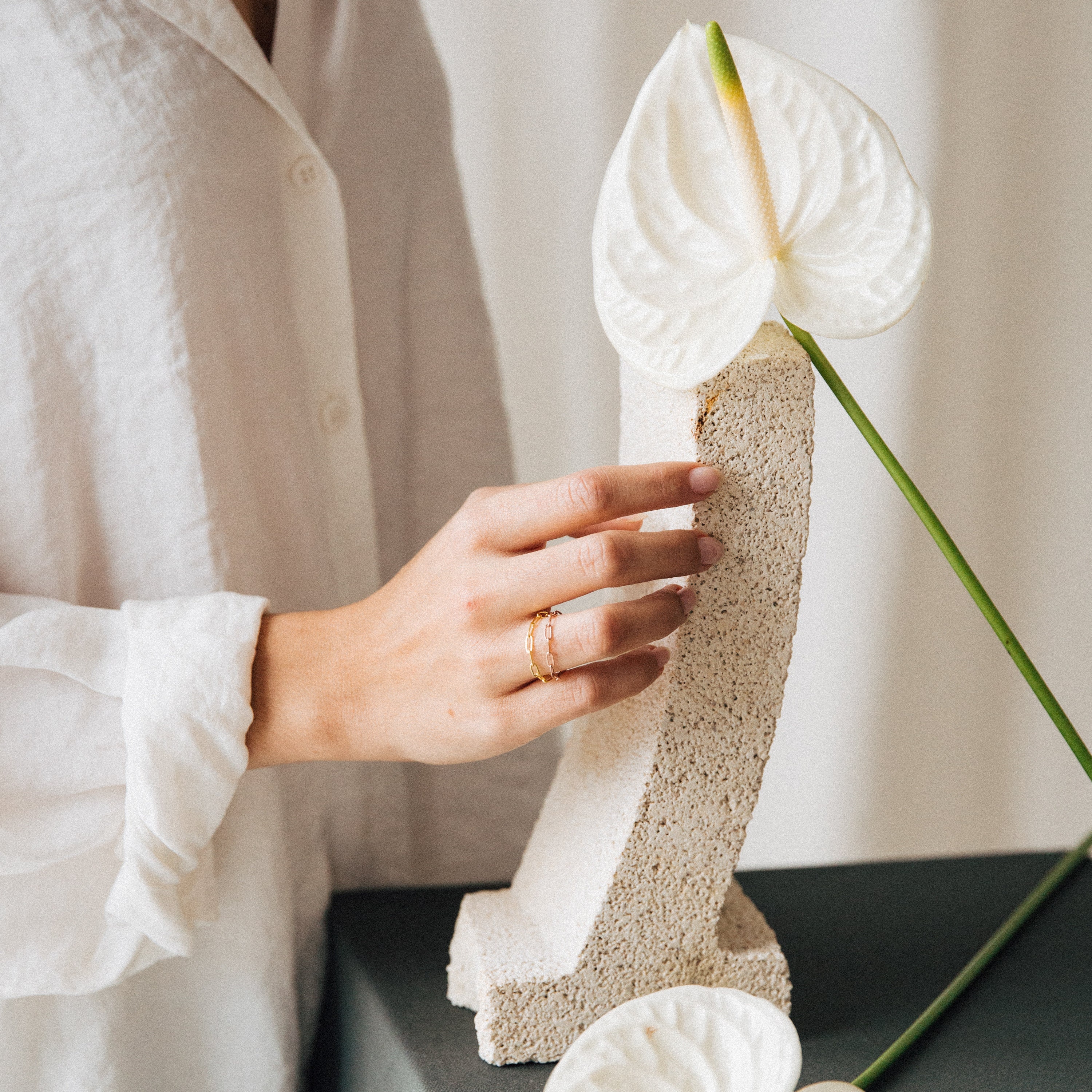 Dainty Paper Clip Chain Ring in Gold Sterling Silver Rose - Etsy