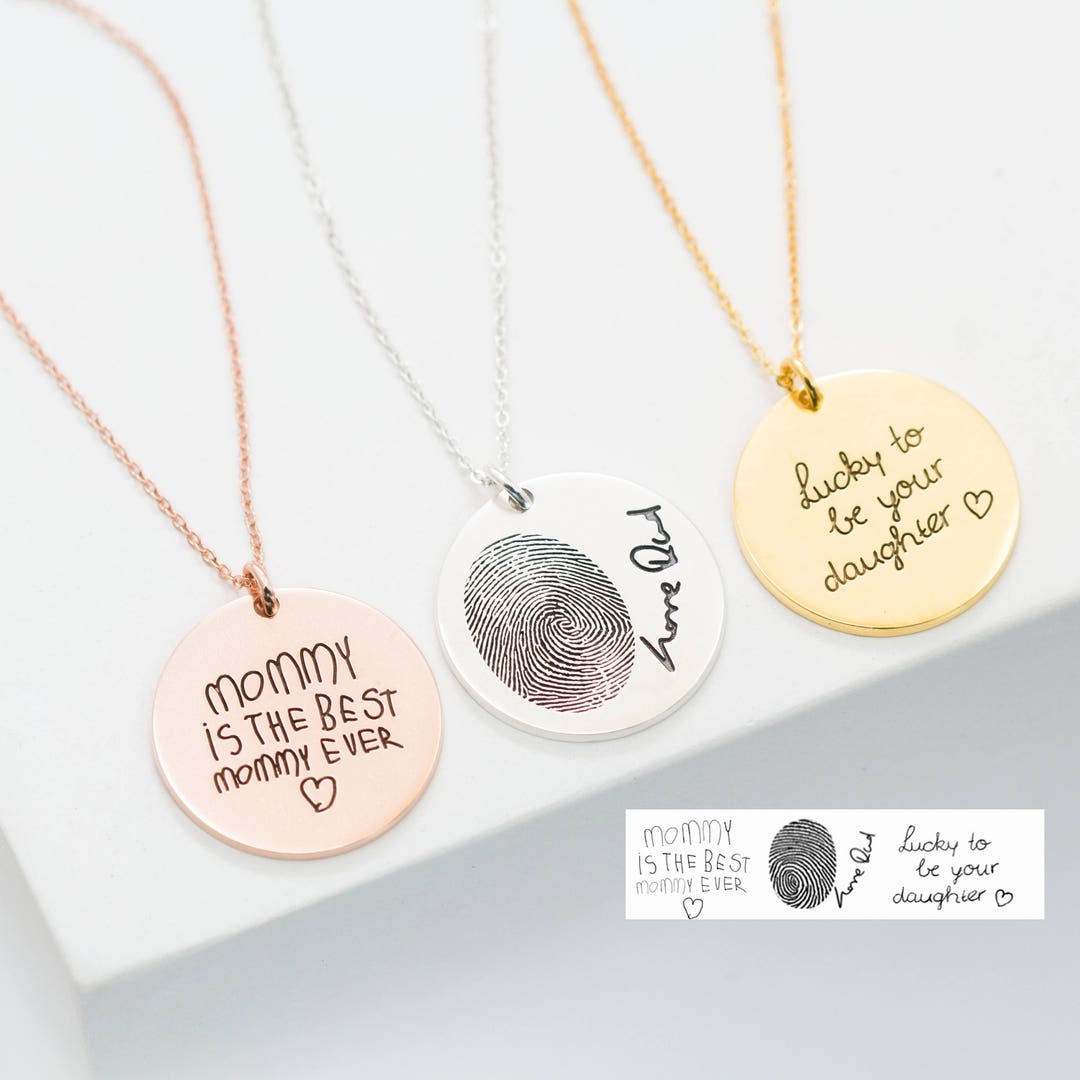 Handwriting Necklace • Custom Handwriting Jewelry • Signature Disc ...