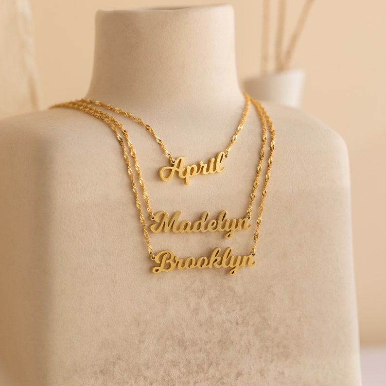 Twist Chain Name Necklace by Caitlyn Minimalist Personalized - Etsy