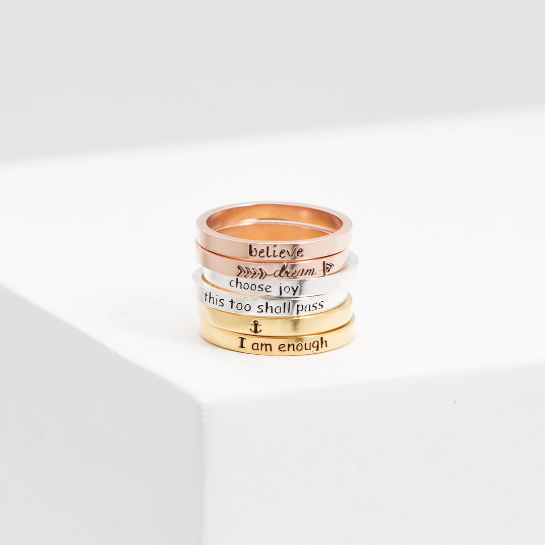 Inspiration Ring • Personalized Ring • Mixed Metal Stacking Ring ...