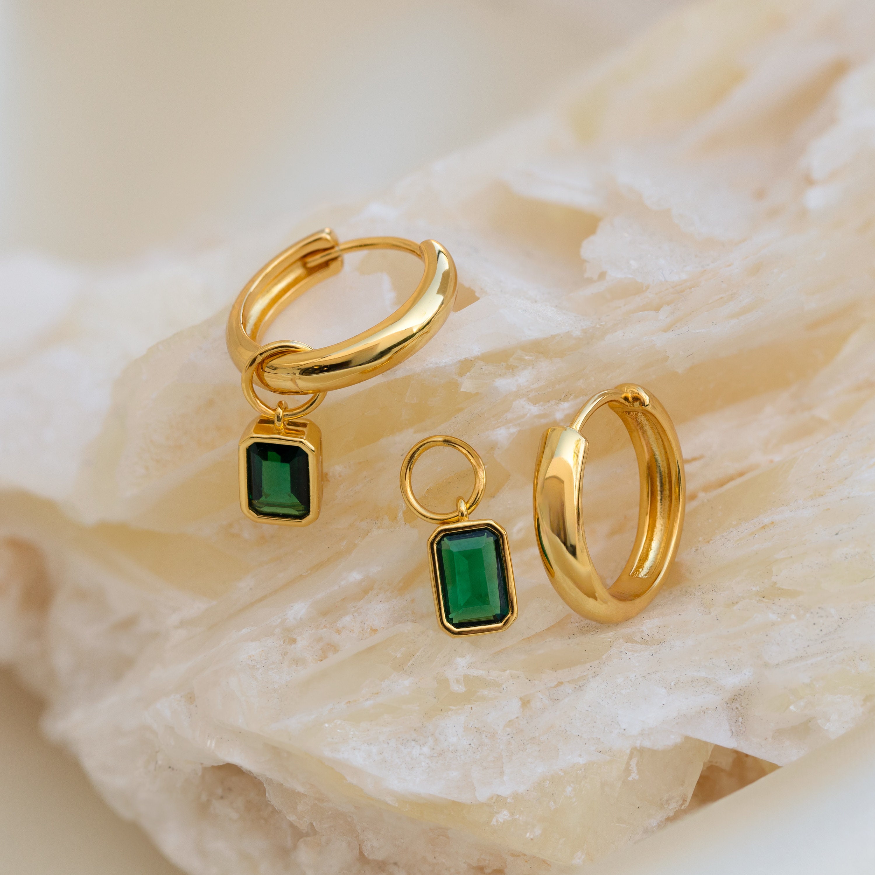 Dangling Birthstone Hoops by Caitlyn Minimalist • Dainty Gold Hoops ...