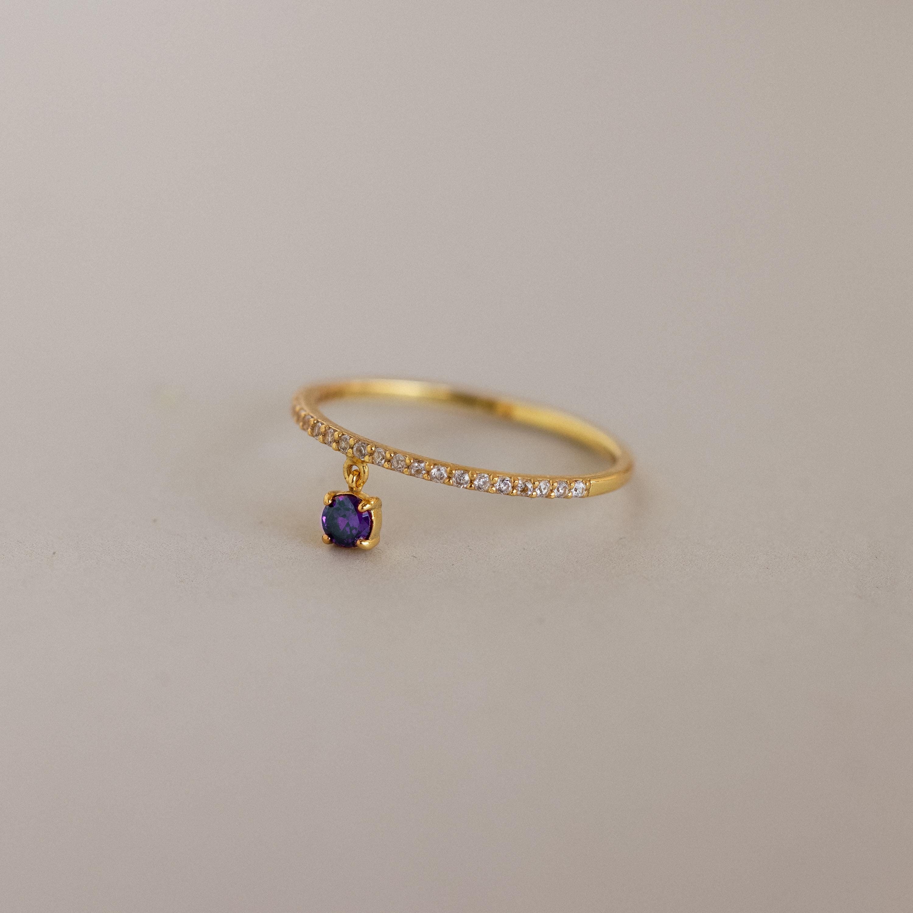 Pave Birthstone Drop Ring by Caitlyn Minimalist • Custom Diamond ...