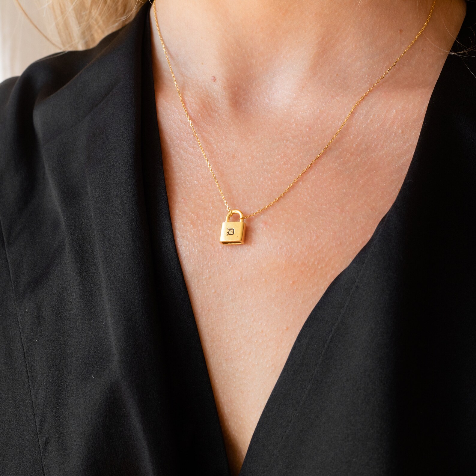 Initial Padlock Necklace the Lock Initial Pendant Necklace - Etsy