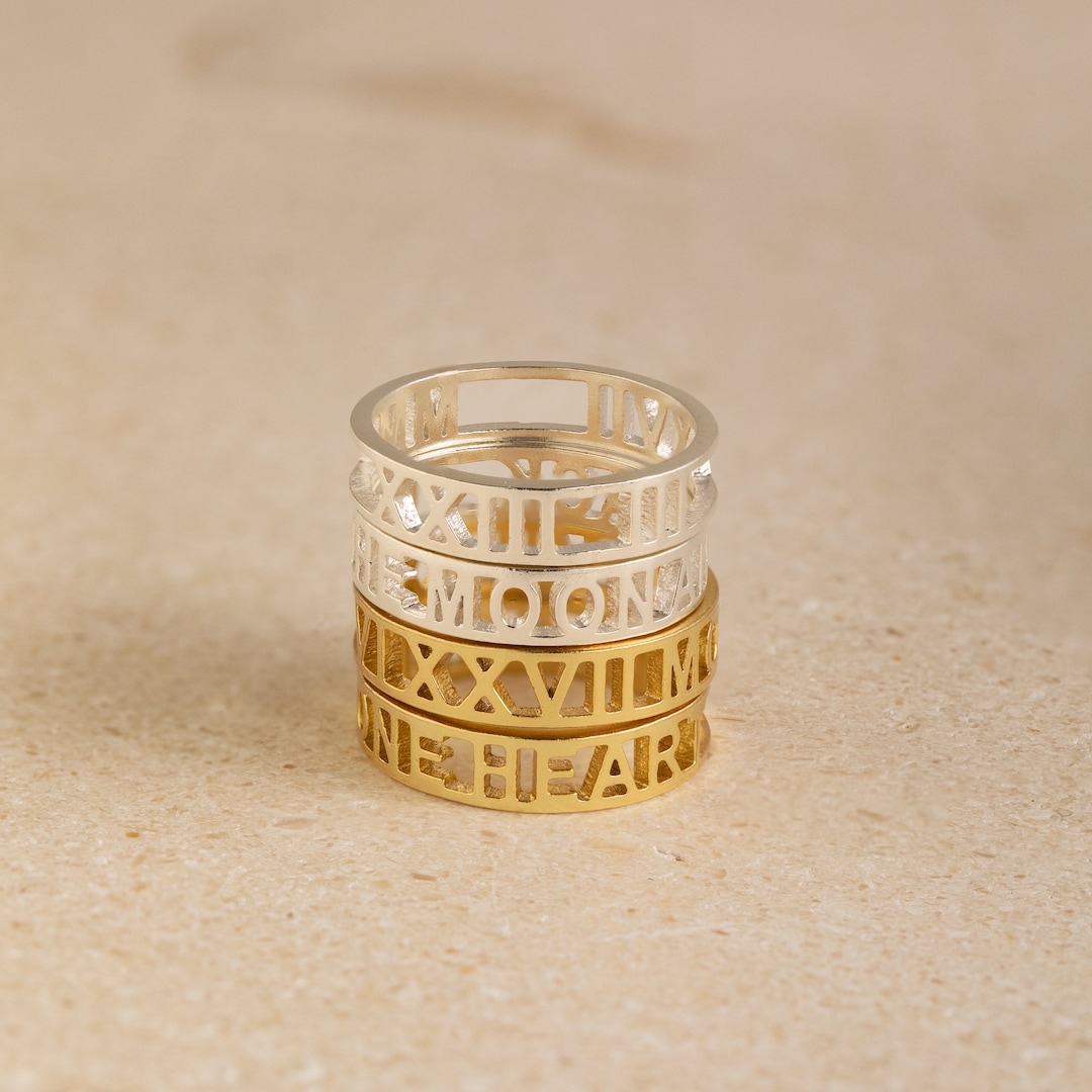 Modern Name Ring by Caitlyn Minimalist • Roman Numerals Ring • Handmade ...