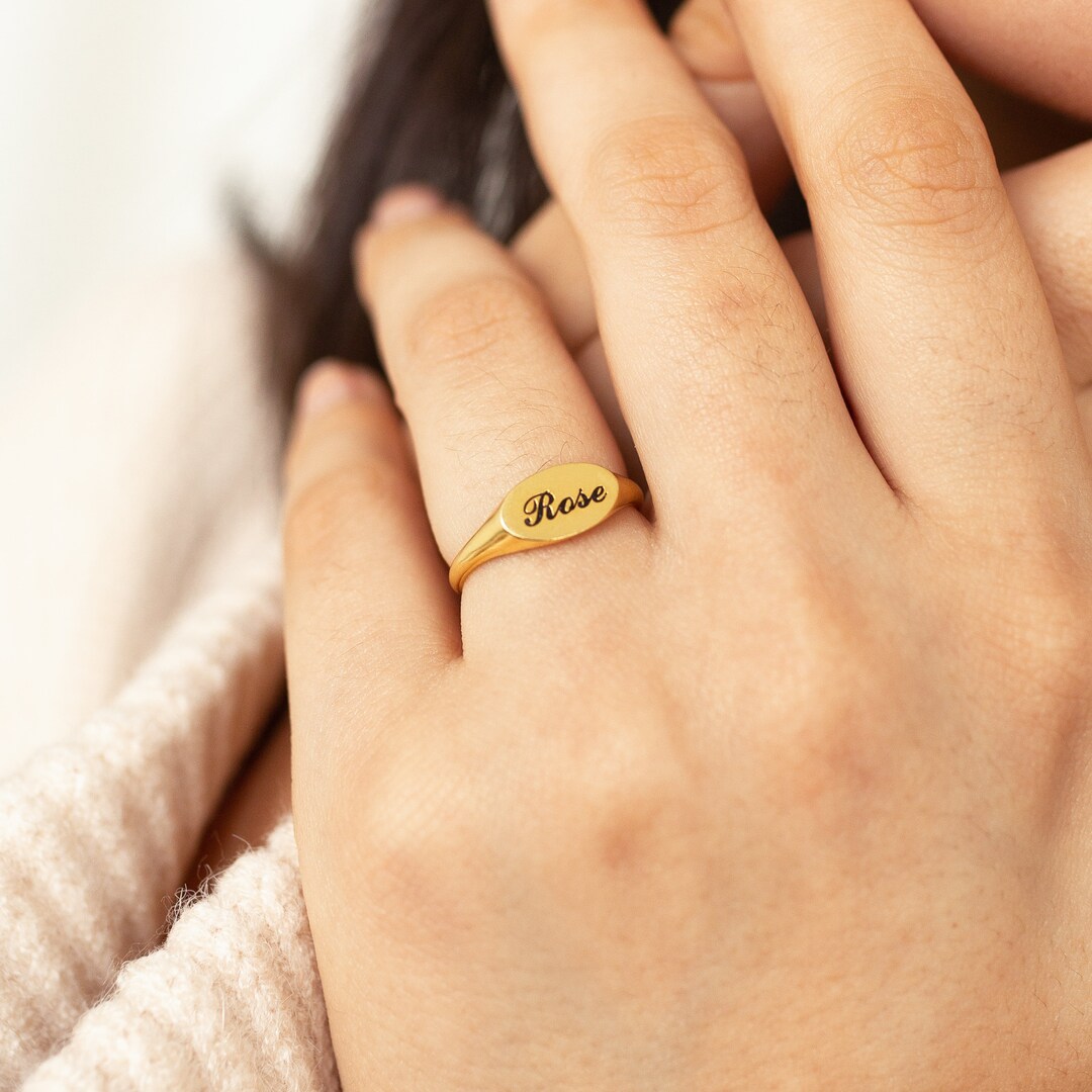 Custom Signet Ring • Personalized Name Ring • Minimalist Ring • Perfect ...