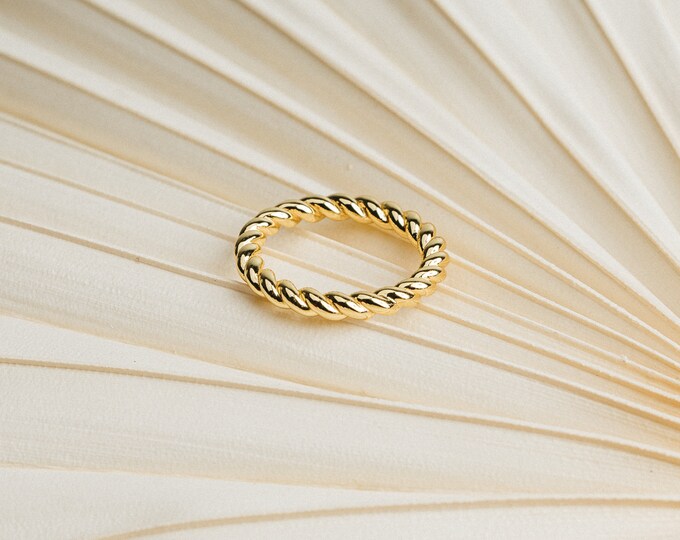 Gold Rope Ring, Stackable Ring, Twisted Ring, Rope Band, Simple Band ...