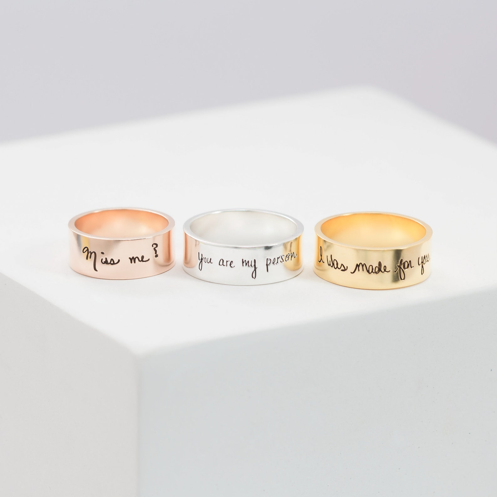 Memorial Handwriting Ring Actual Handwriting Band Ring - Etsy