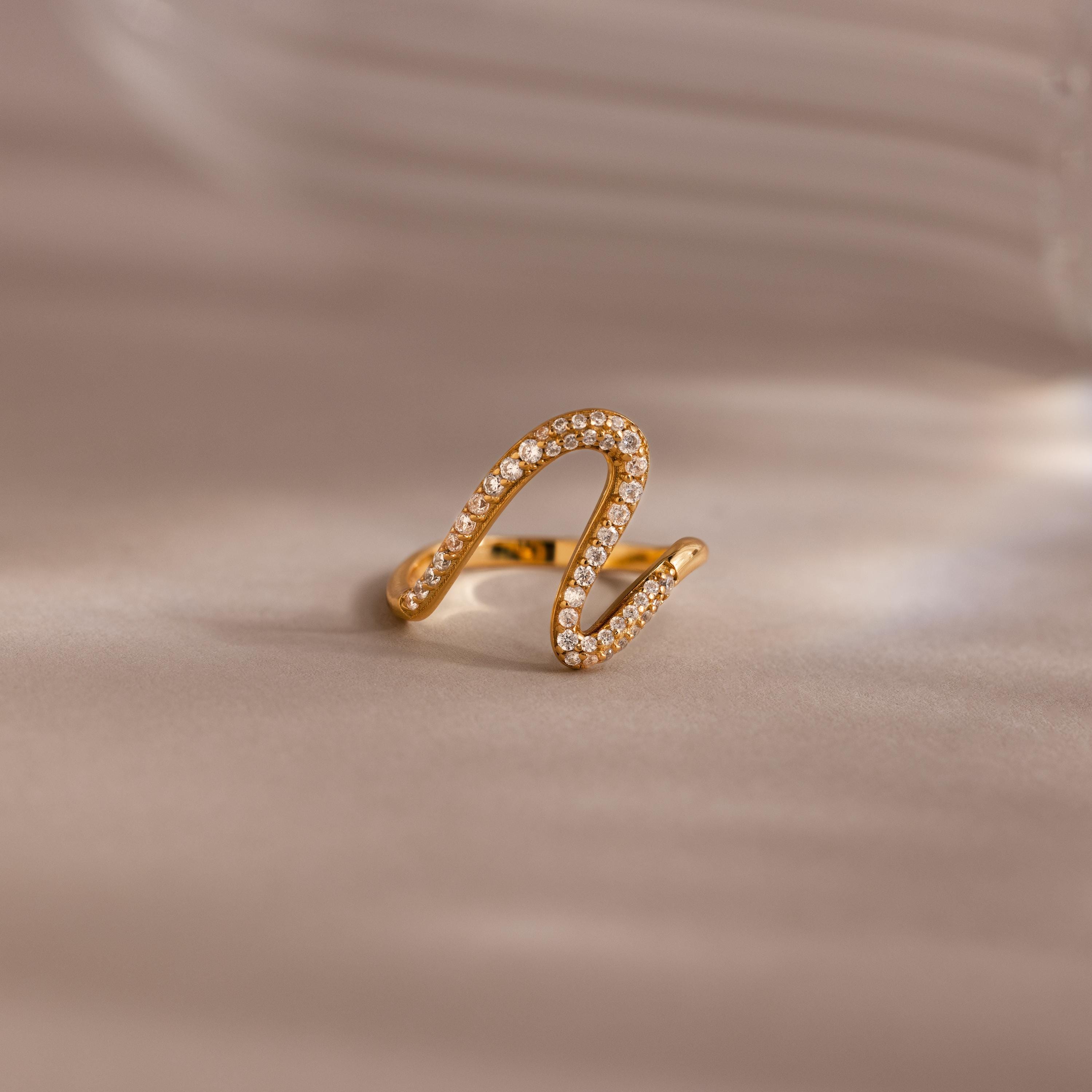 Pave Wave Ring by Caitlyn Minimalist • Abstract Swirl Diamond Ring ...