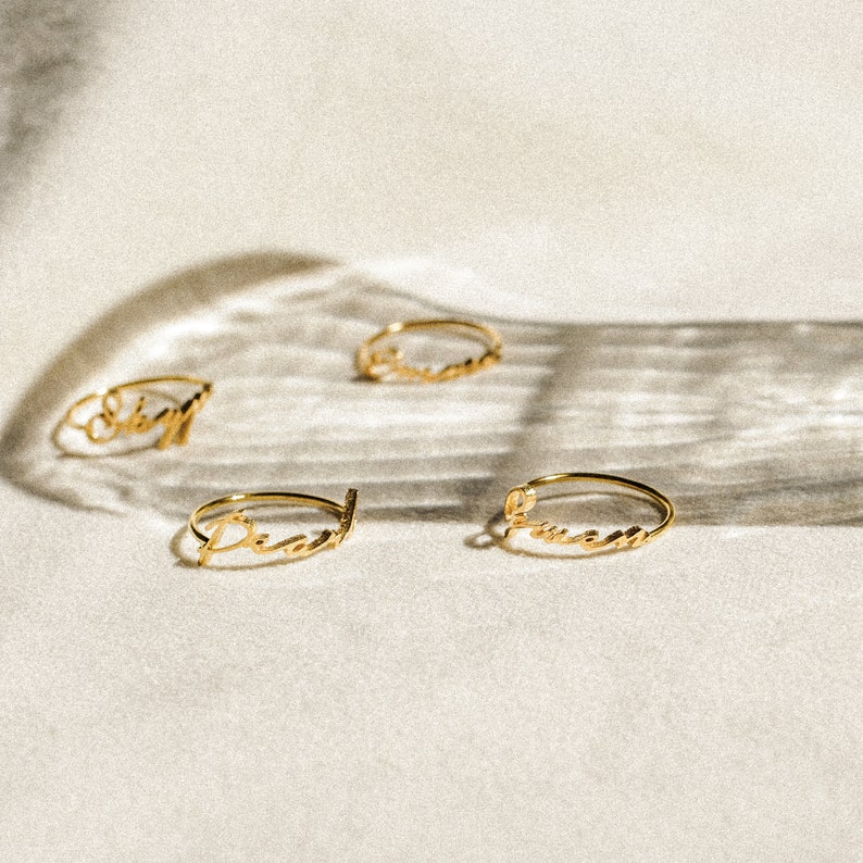 Script Name Ring by Caitlyn Minimalist Baby Name Ring in | Etsy