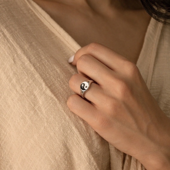 Yin Yang Ring by Caitlyn Minimalist Chunky Ring Signet Ring Gift for Her Statement Ring Gift for Him RR043 Etsy